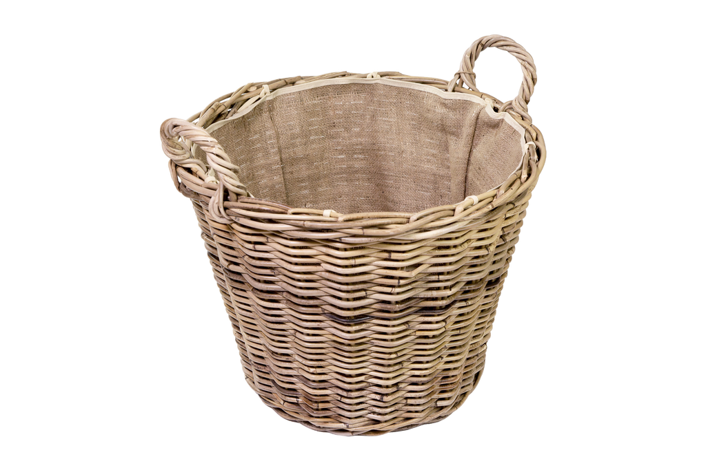 Log Basket Rattan Lined and Round – Design My World