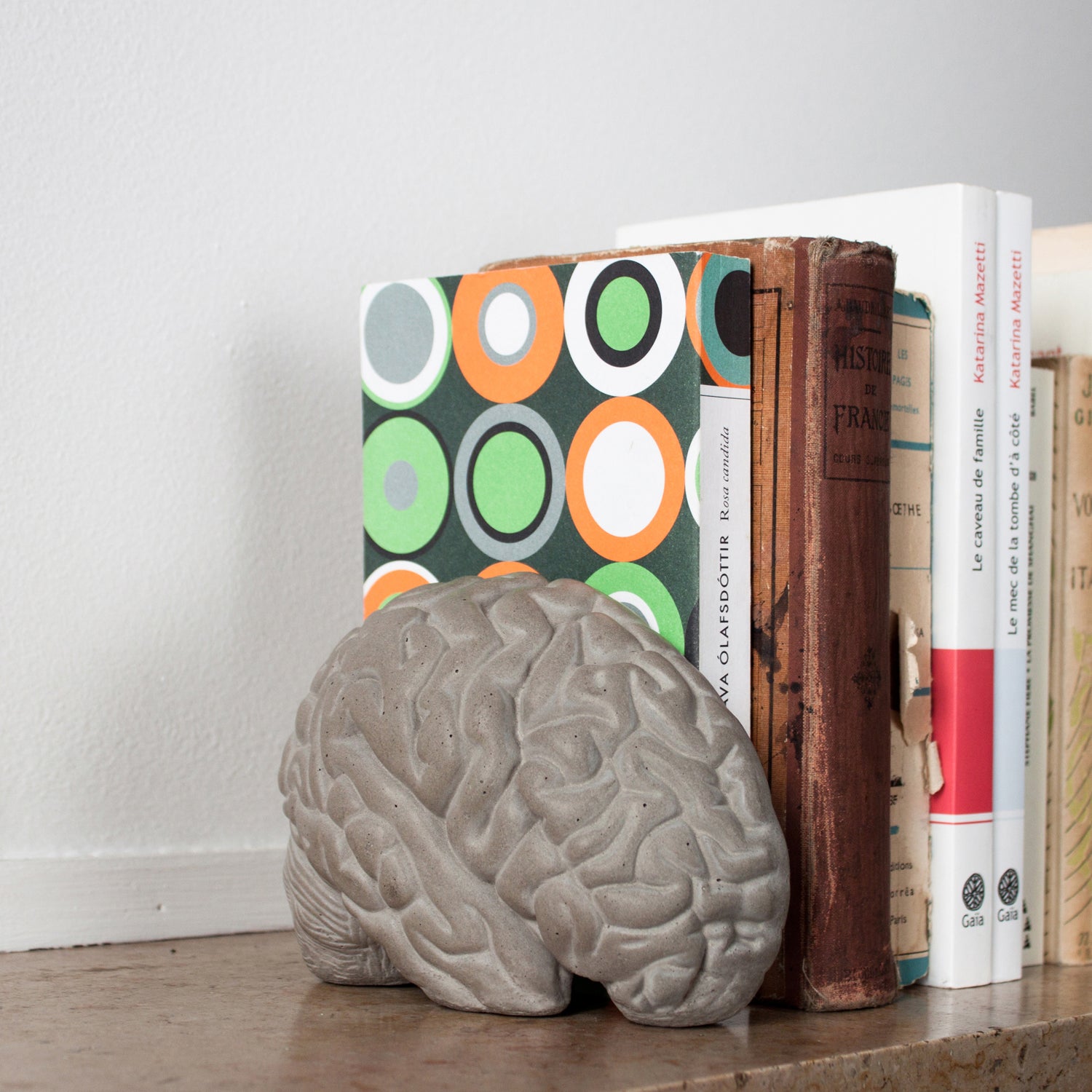 Lyon Beton Grey Matter Brain Bookends ( Concrete) – Design My World